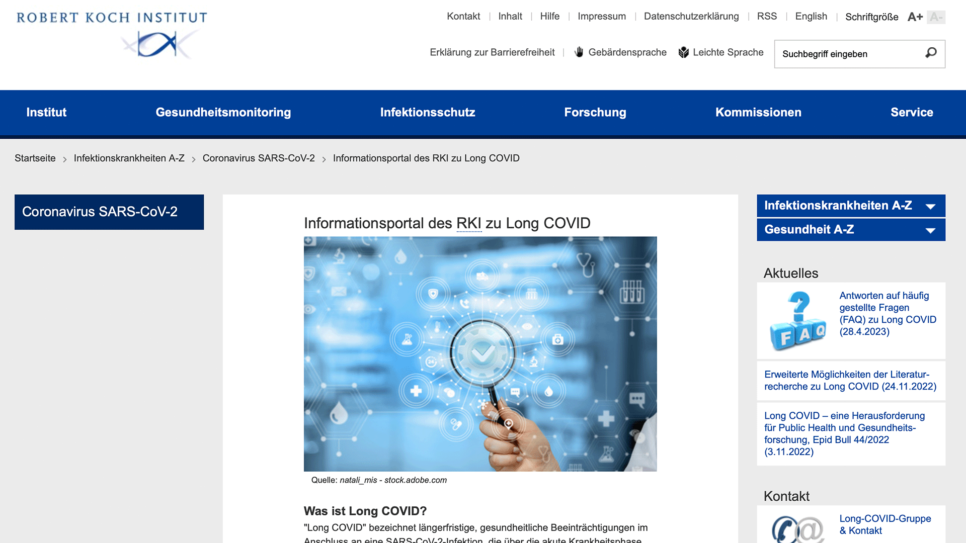 RKI veröffentlicht Informationsportal zu Long COVID | BMG-Initiative ...